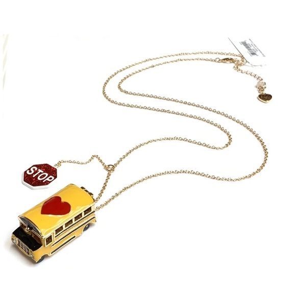 Betsey Johnson | Jewelry | Betsey Johnson Gold Tone Yellow School Bus ...